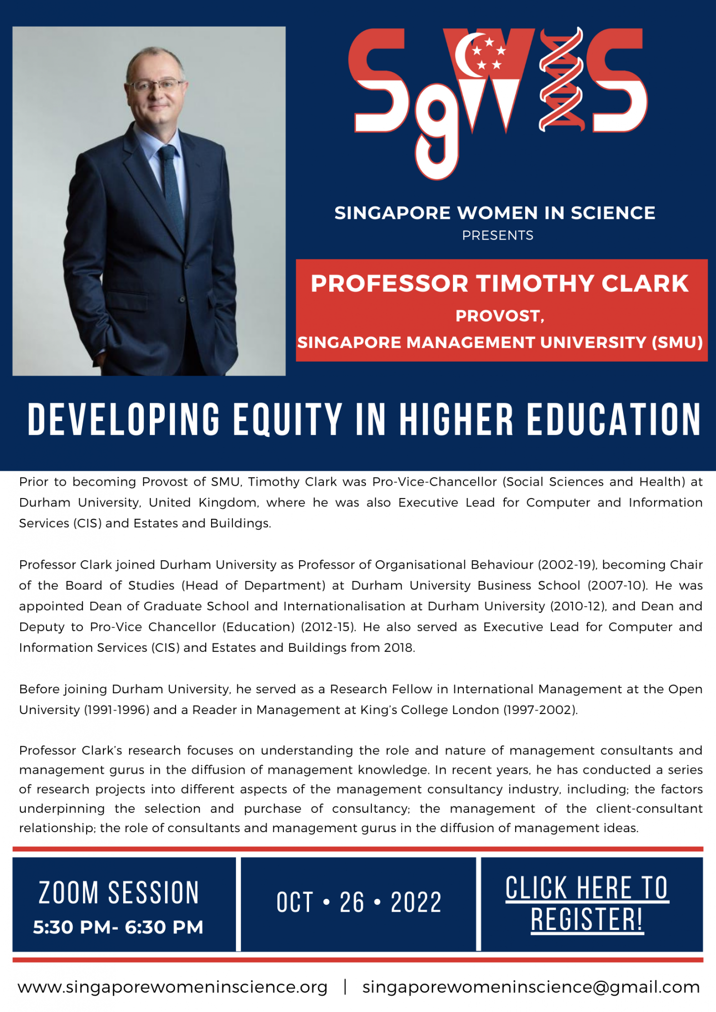 A talk by Prof Timothy Clark on “Developing Equity in Higher Education ...