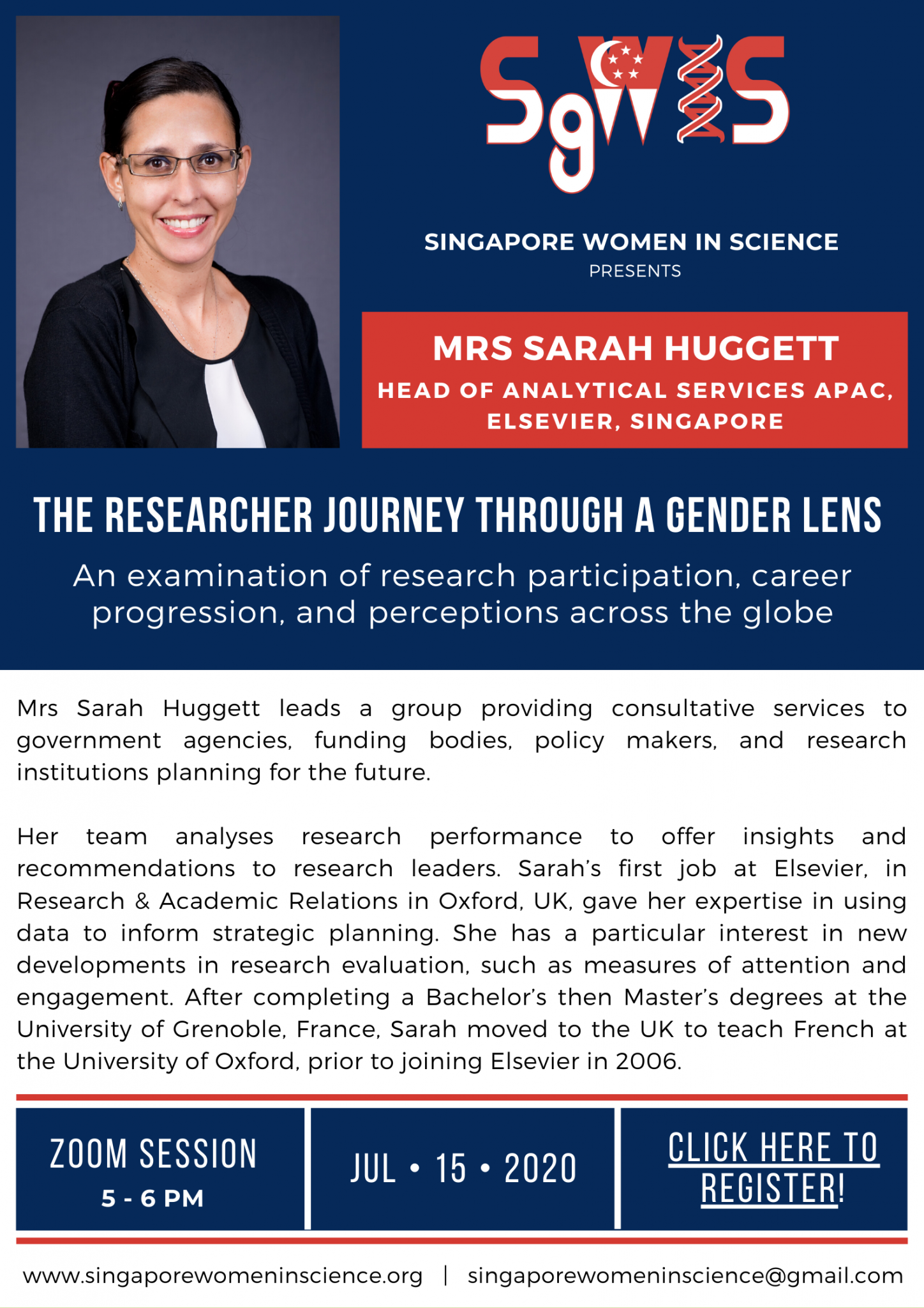 Singapore Women in Science June 2020 Webinar – Mrs Sarah Huggett, Head ...